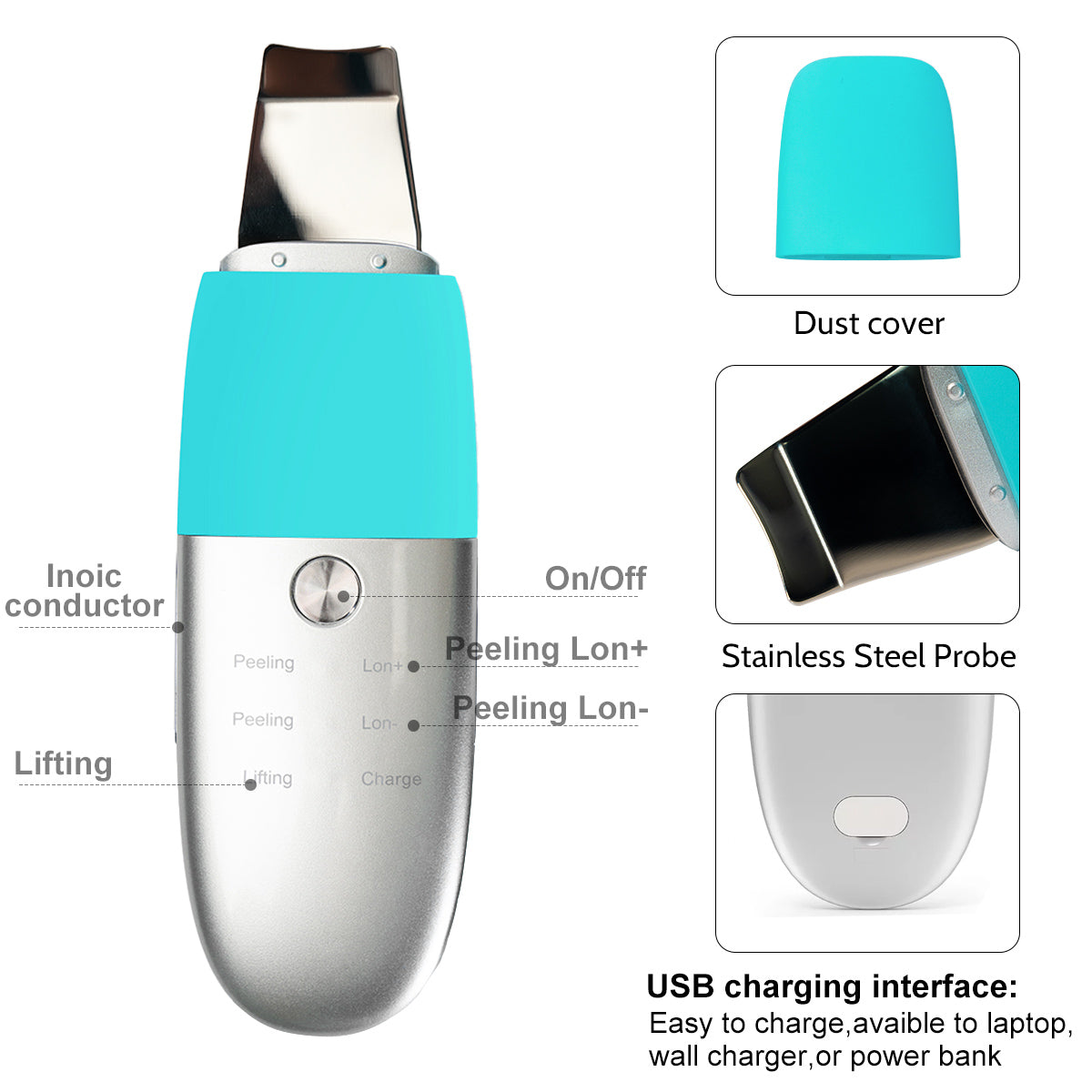 Rxmoore Ultrasonic Skin Scrubber Face Spatula | Deep Cleansing ...